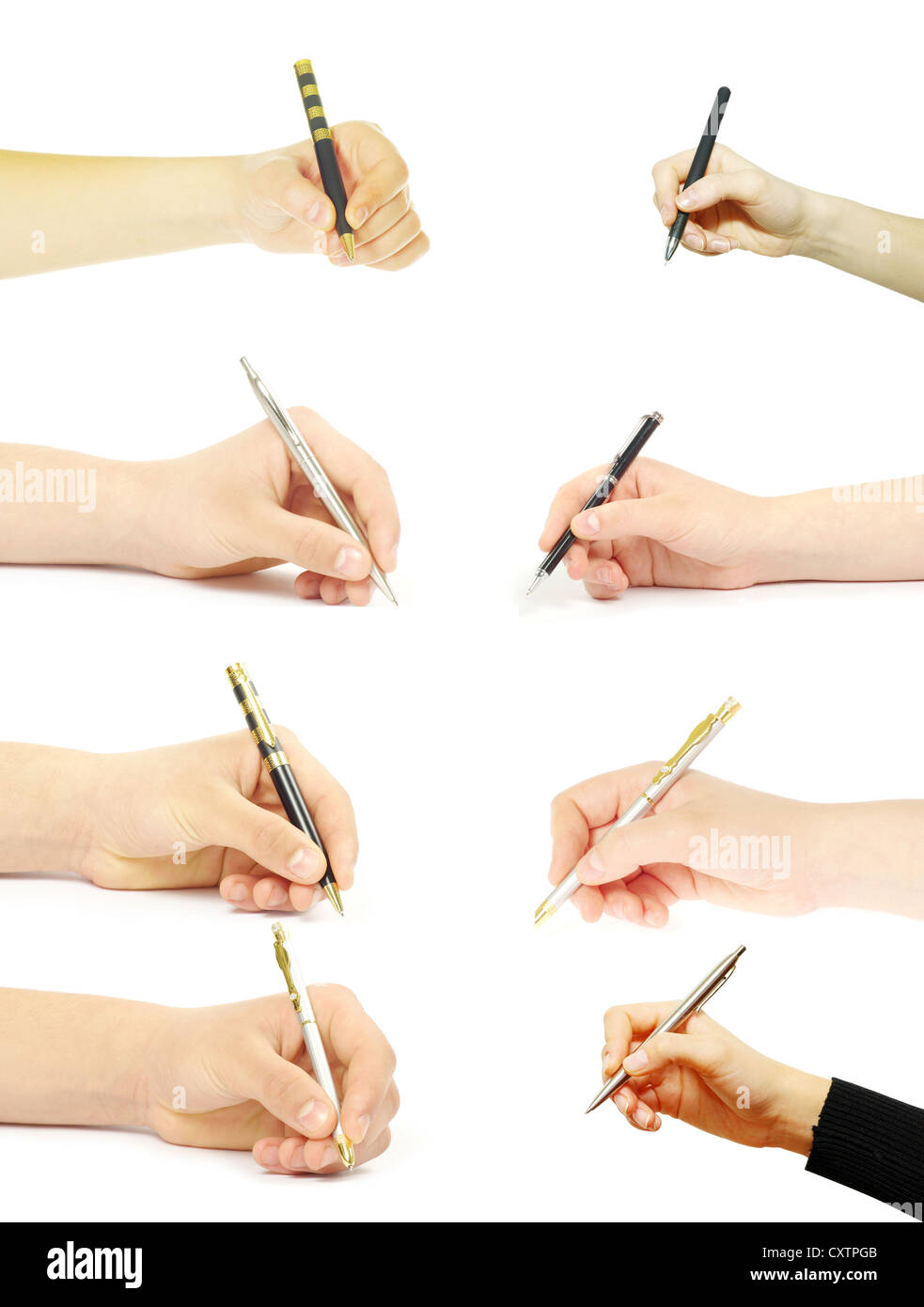 Hand and pen on the white background Stock Photo - Alamy