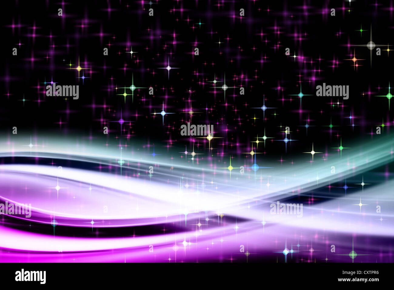 Fantastic Christmas wave design with glowing stars Stock Photo - Alamy