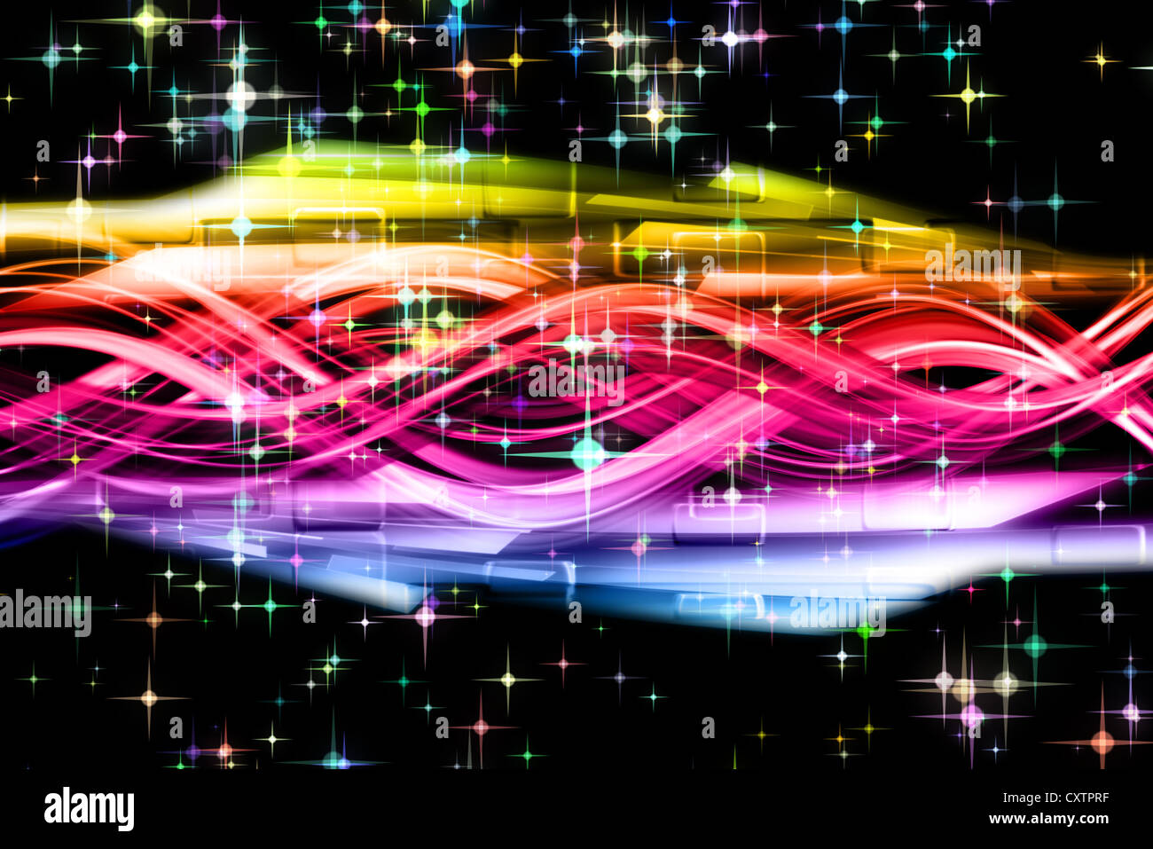 Fantastic Christmas wave design with glowing stars Stock Photo - Alamy