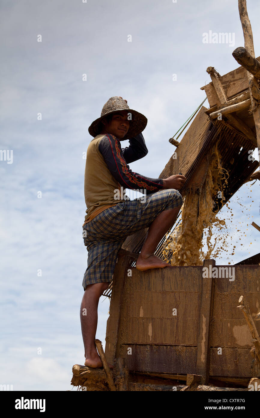 Portrait of a Diamond Digger in the Diamond Mines of Cempaka, Indonesia ...