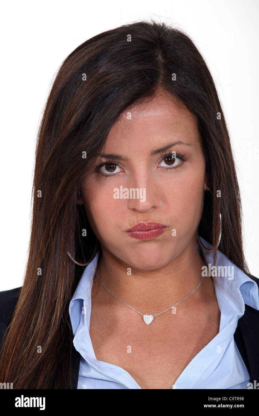 young woman looking bored Stock Photo - Alamy