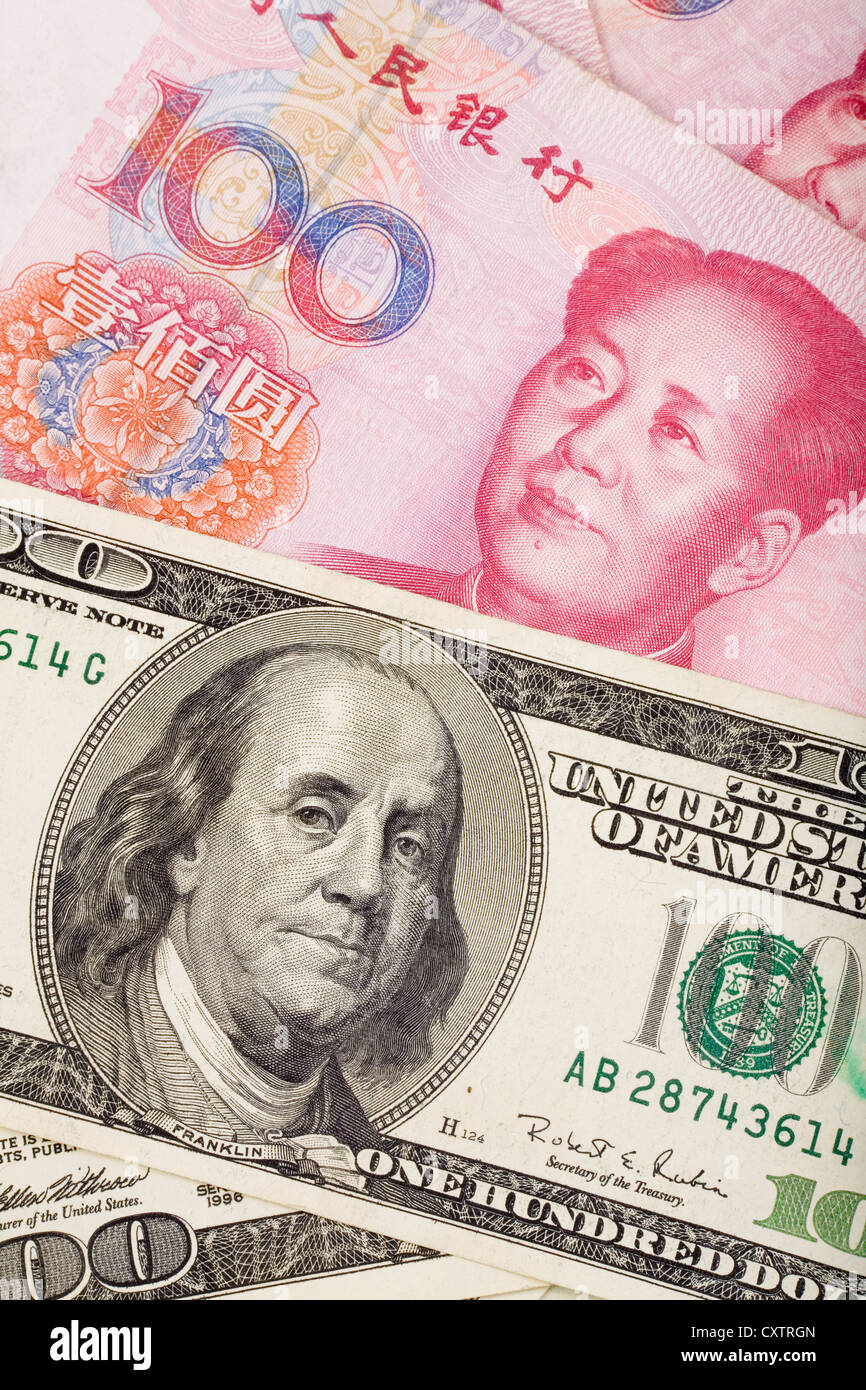 Chinese yuan and us dollars, concept of exchange war Stock Photo - Alamy
