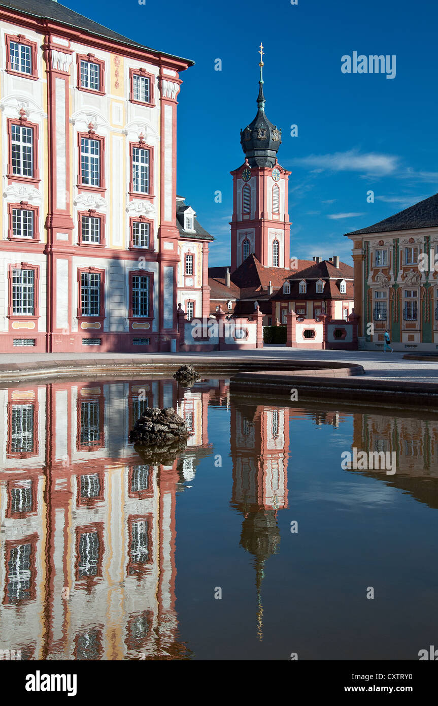 Beautiful baroque castle Bruchsal in Germany with church tower Stock ...