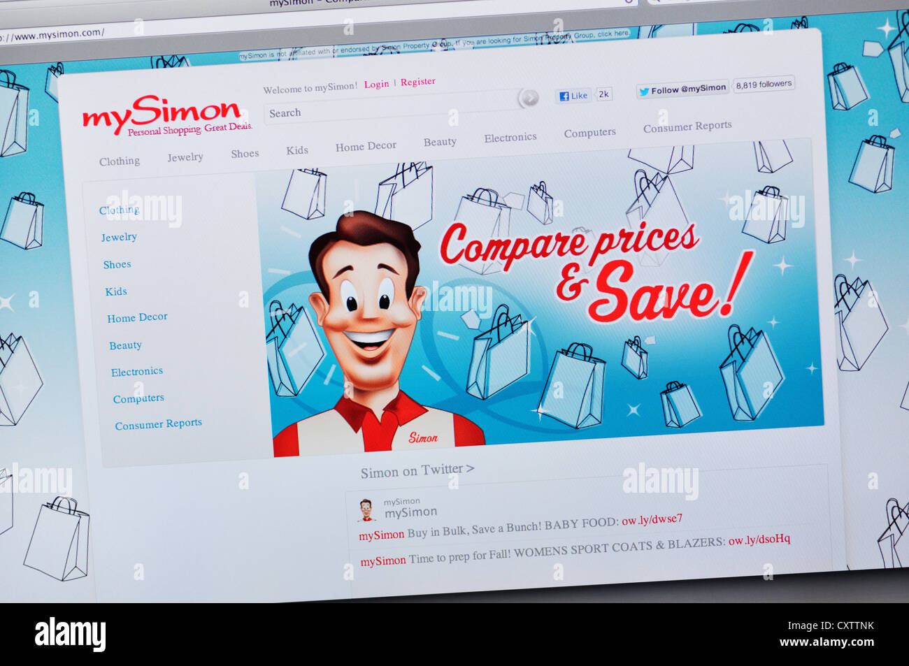 MySimon website - online comparison shopping Stock Photo - Alamy