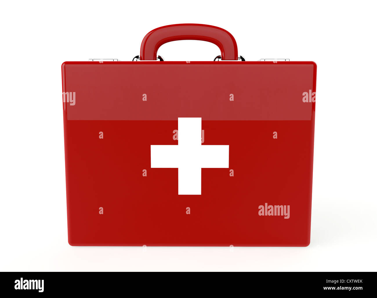 Red first aid kit on white background Stock Photo - Alamy