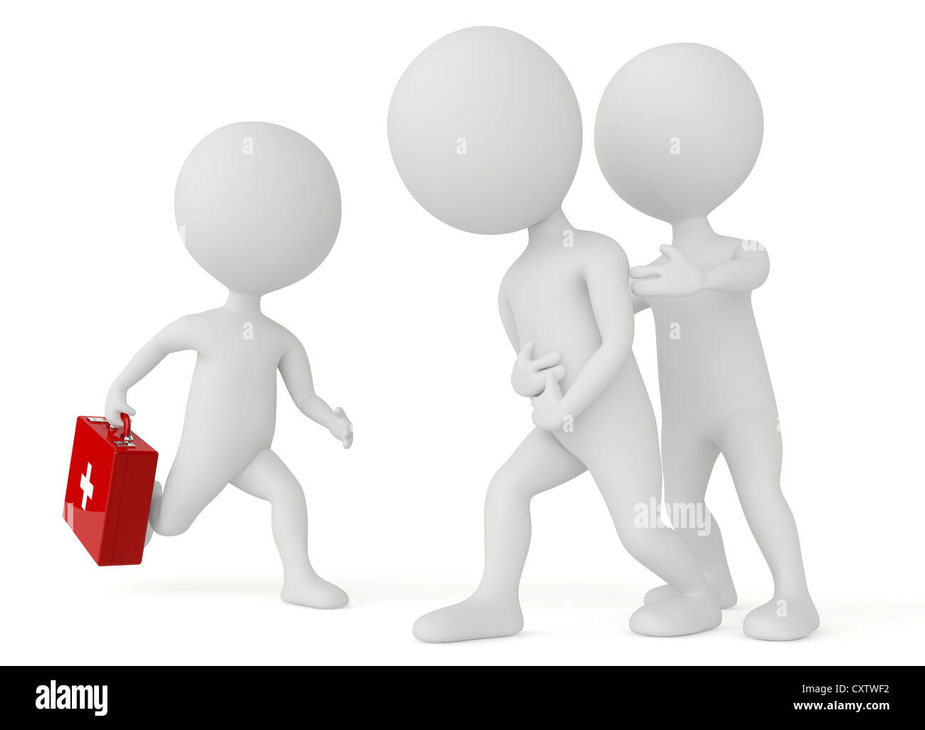 3d humanoid character running with a first aid kit on white Stock Photo ...