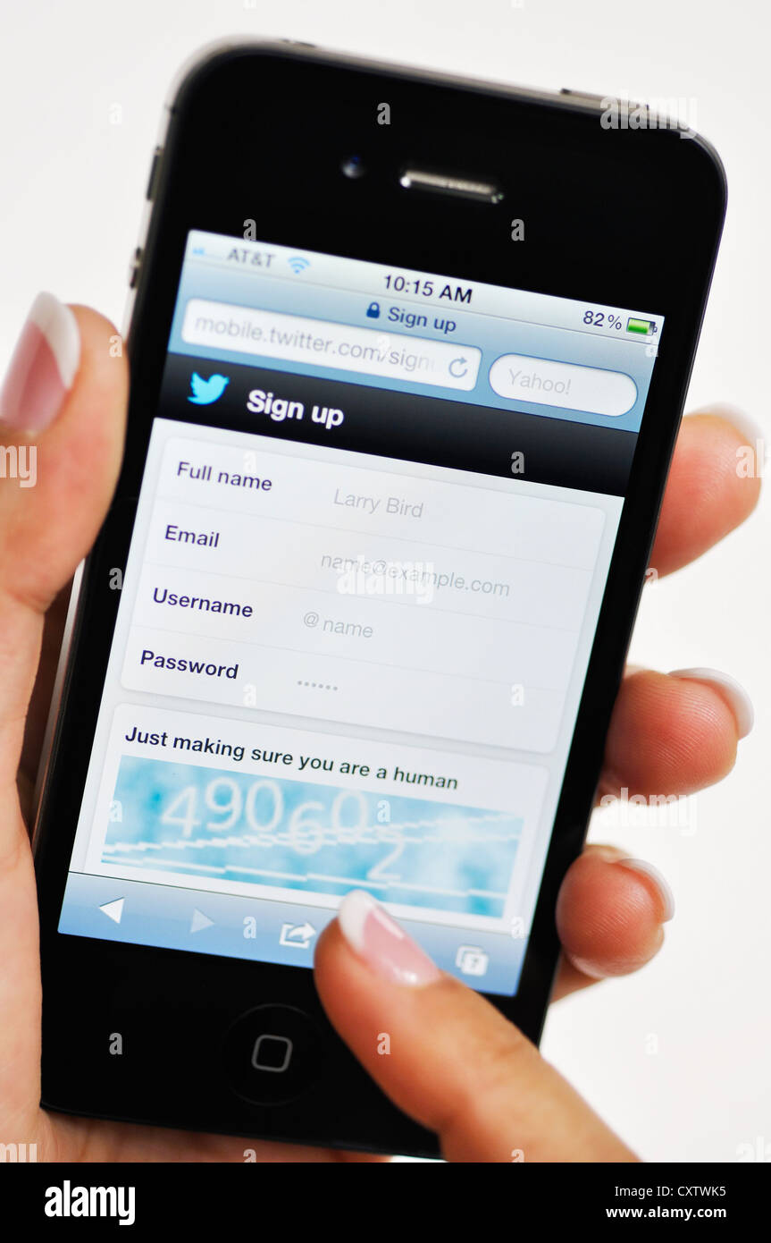 iPhone - Twitter sign up Stock Photo - Alamy