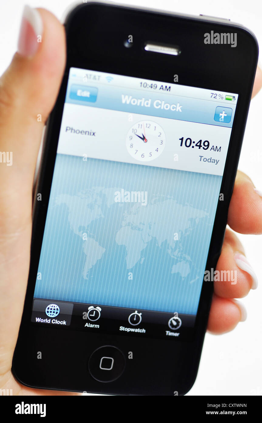 iPhone - World Clock Stock Photo - Alamy