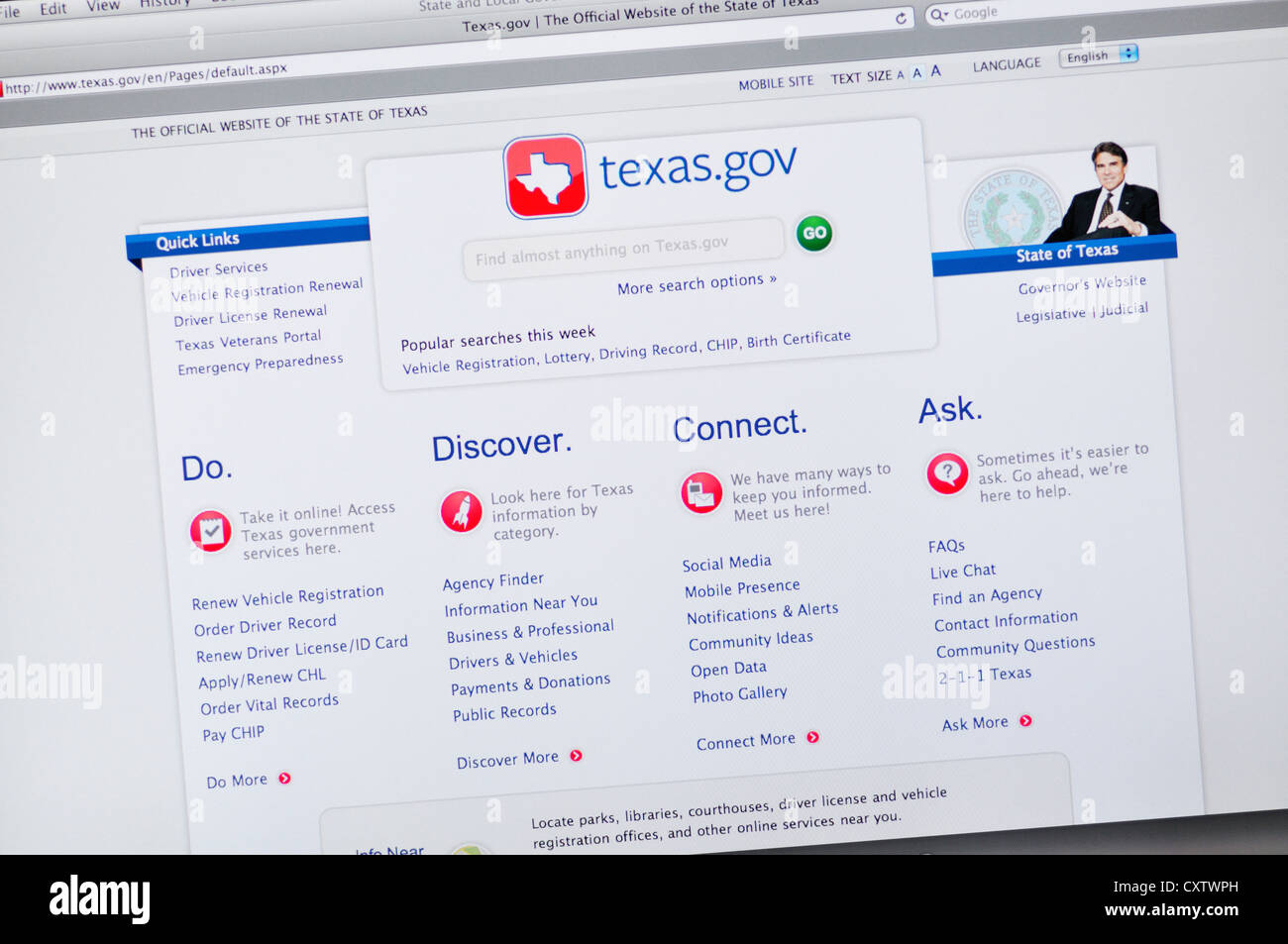 Texas state government website Stock Photo - Alamy