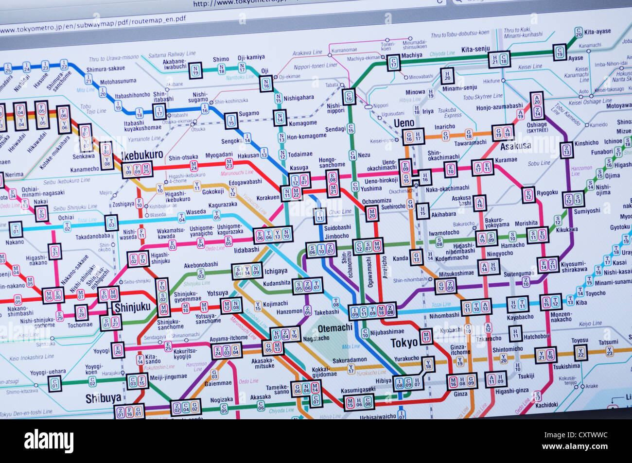 Tokyo metro map hi-res stock photography and images - Alamy