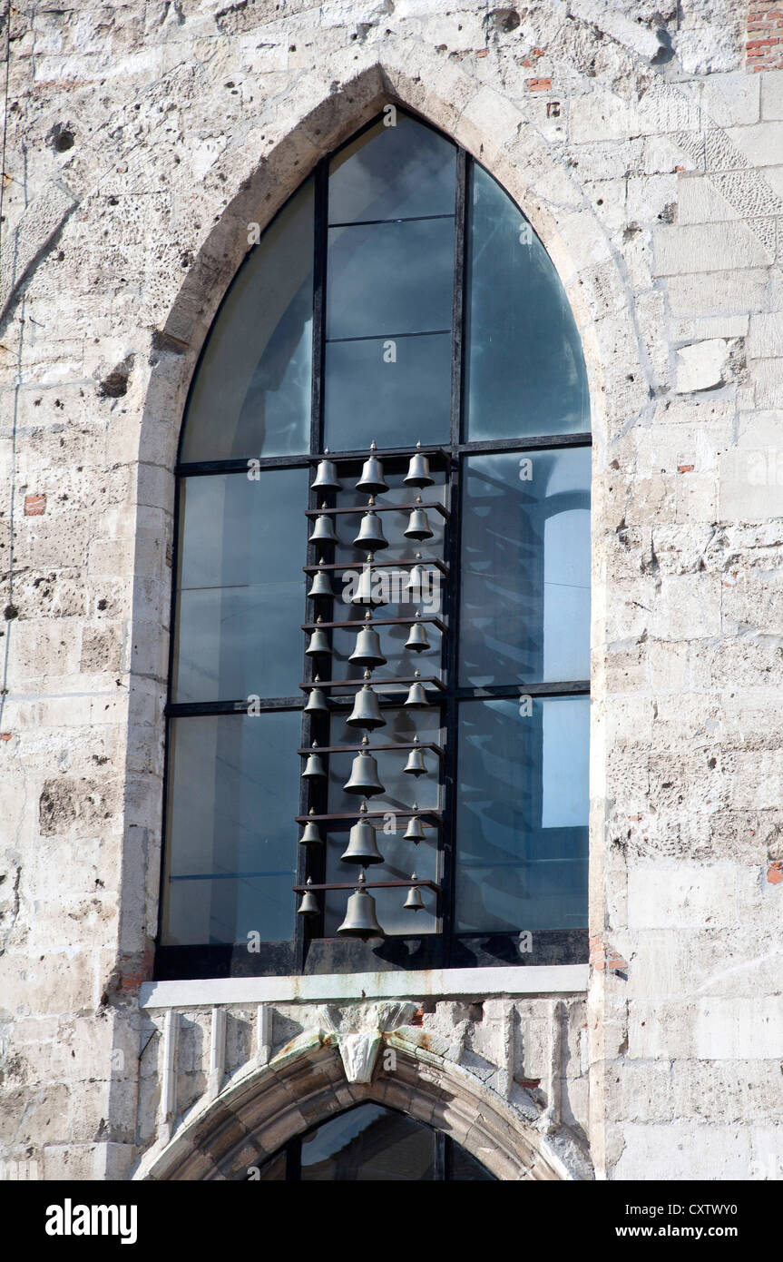 Church Detail. Bells and Window Stock Photo - Alamy