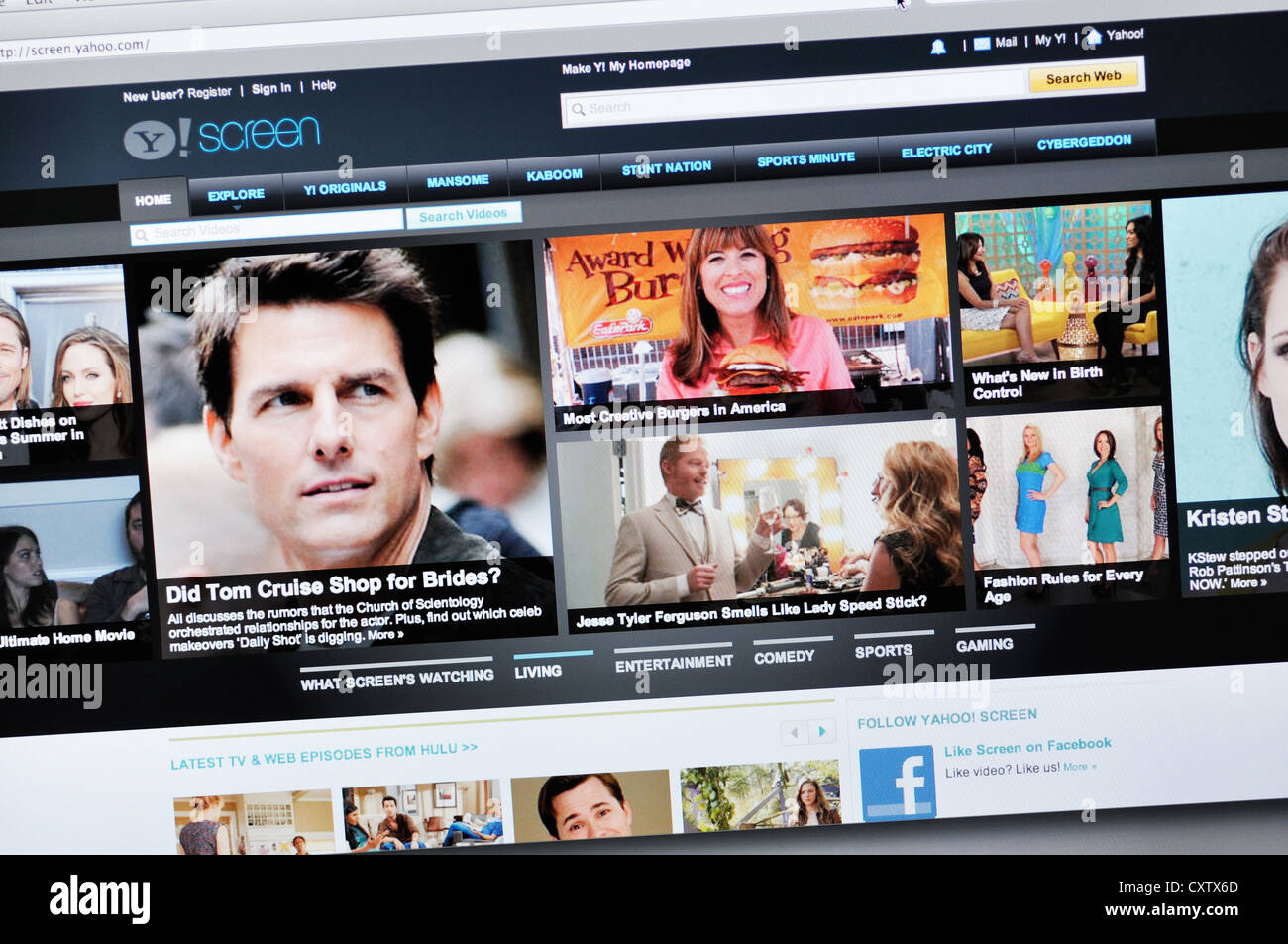 Yahoo Screen website - movie and television information Stock Photo - Alamy