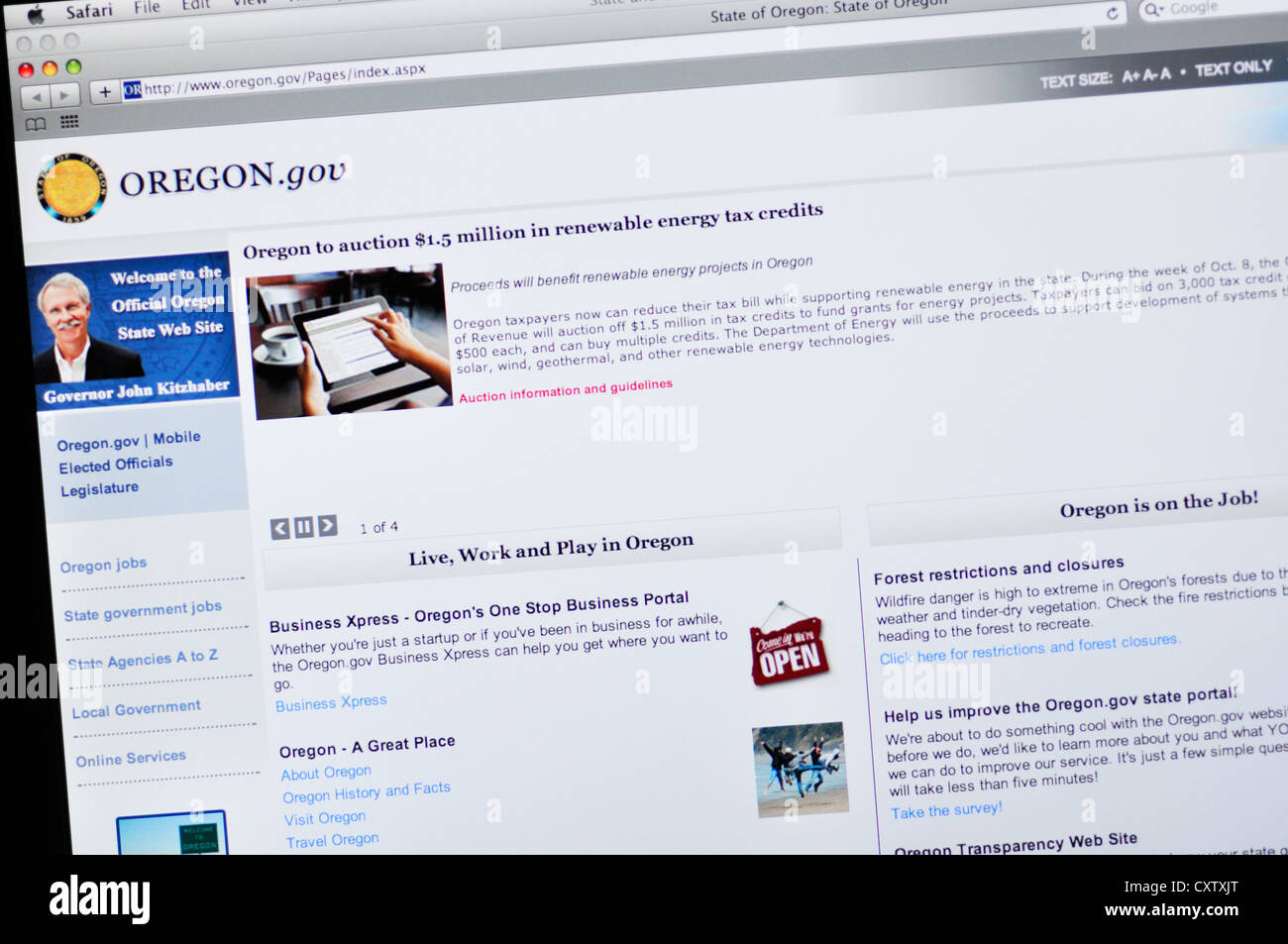 Oregon state government website Stock Photo - Alamy