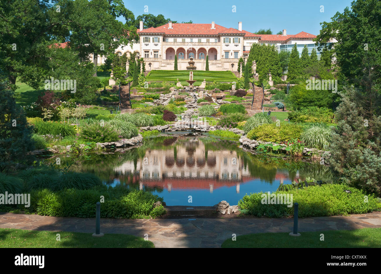 Oklahoma, Tulsa, Philbrook Museum of Art, Water Garden, Villa Philbrook ...