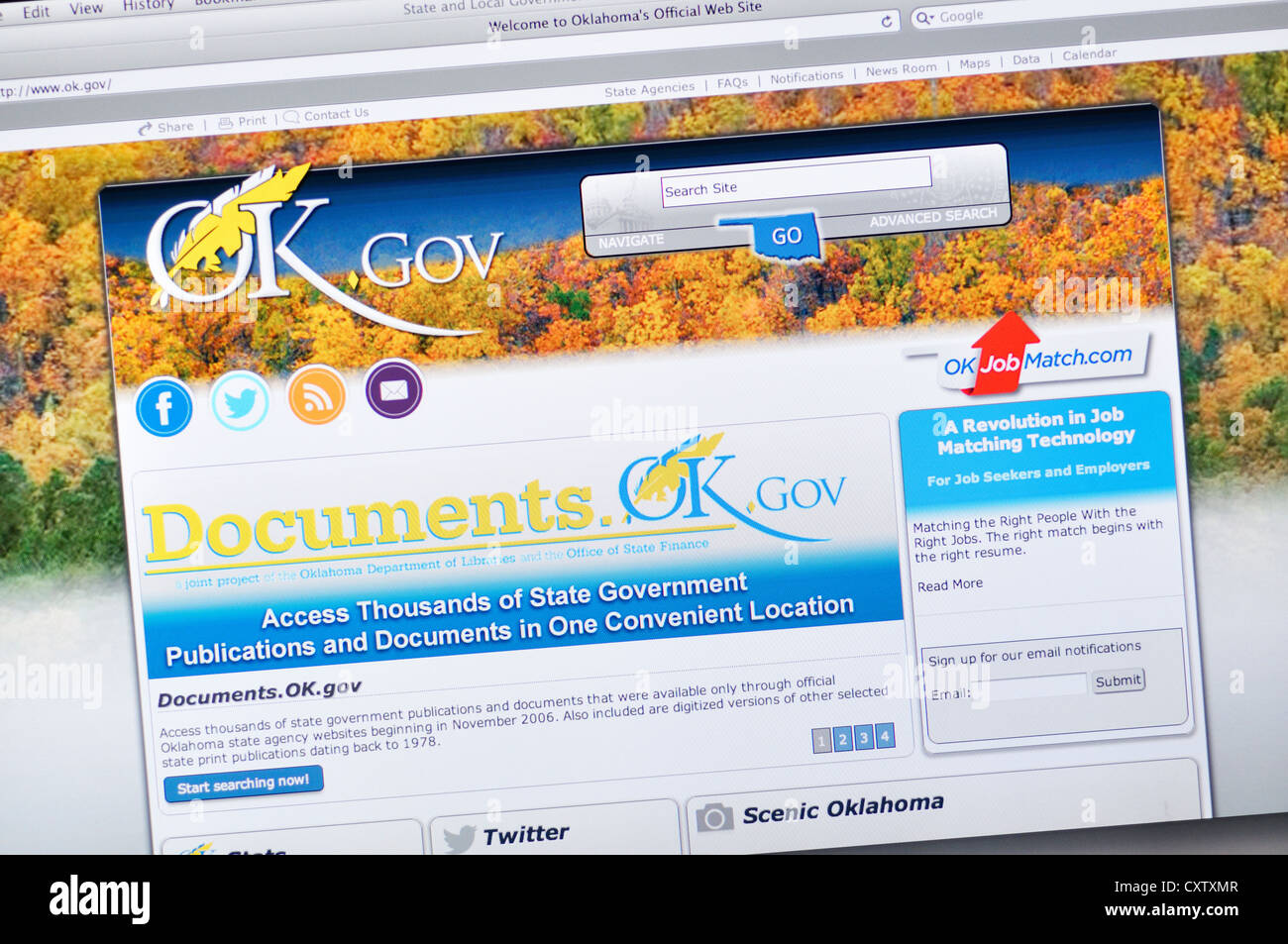 Oklahoma state government website Stock Photo - Alamy