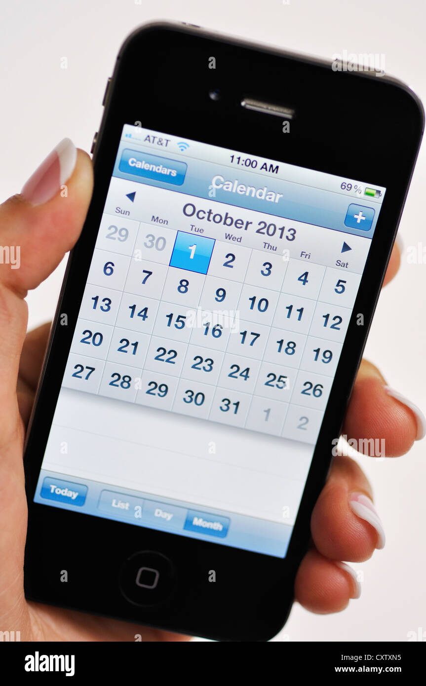 iPhone - calendar feature Stock Photo - Alamy