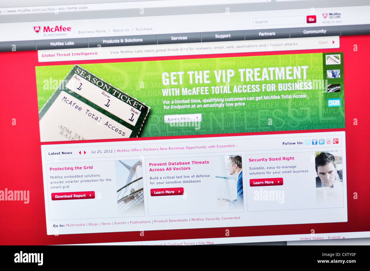 McAfee website - online software security Stock Photo - Alamy