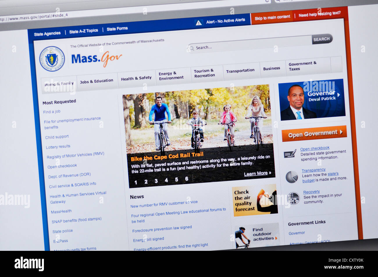 Massachusetts state government website Stock Photo - Alamy