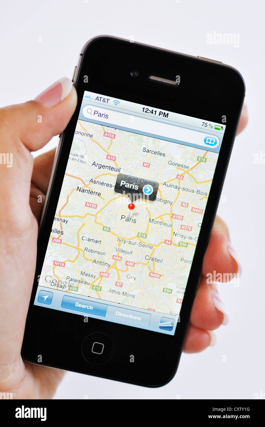 iPhone - Paris map Stock Photo - Alamy