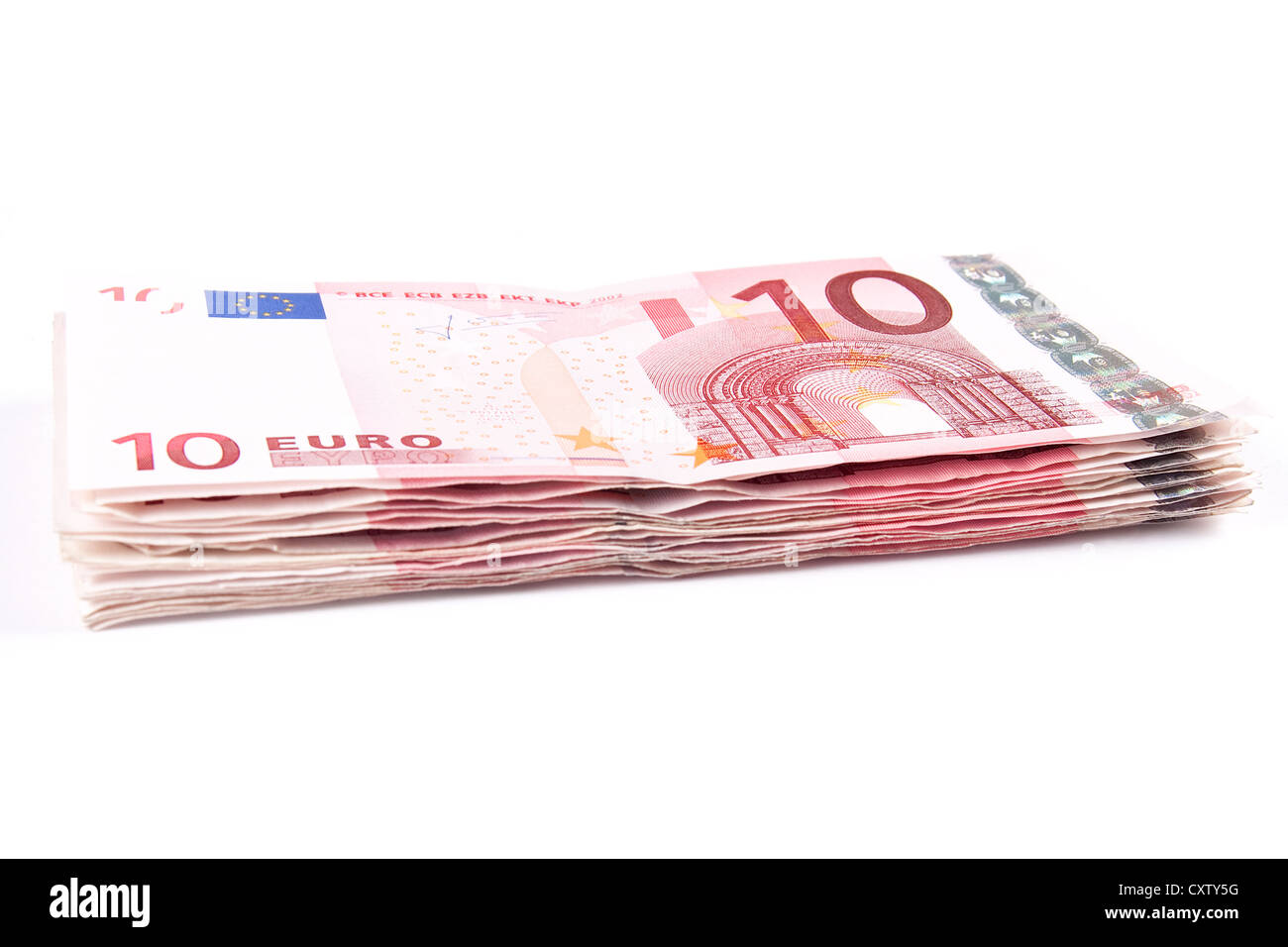 Ten euro banknotes isolated on a white background Stock Photo - Alamy