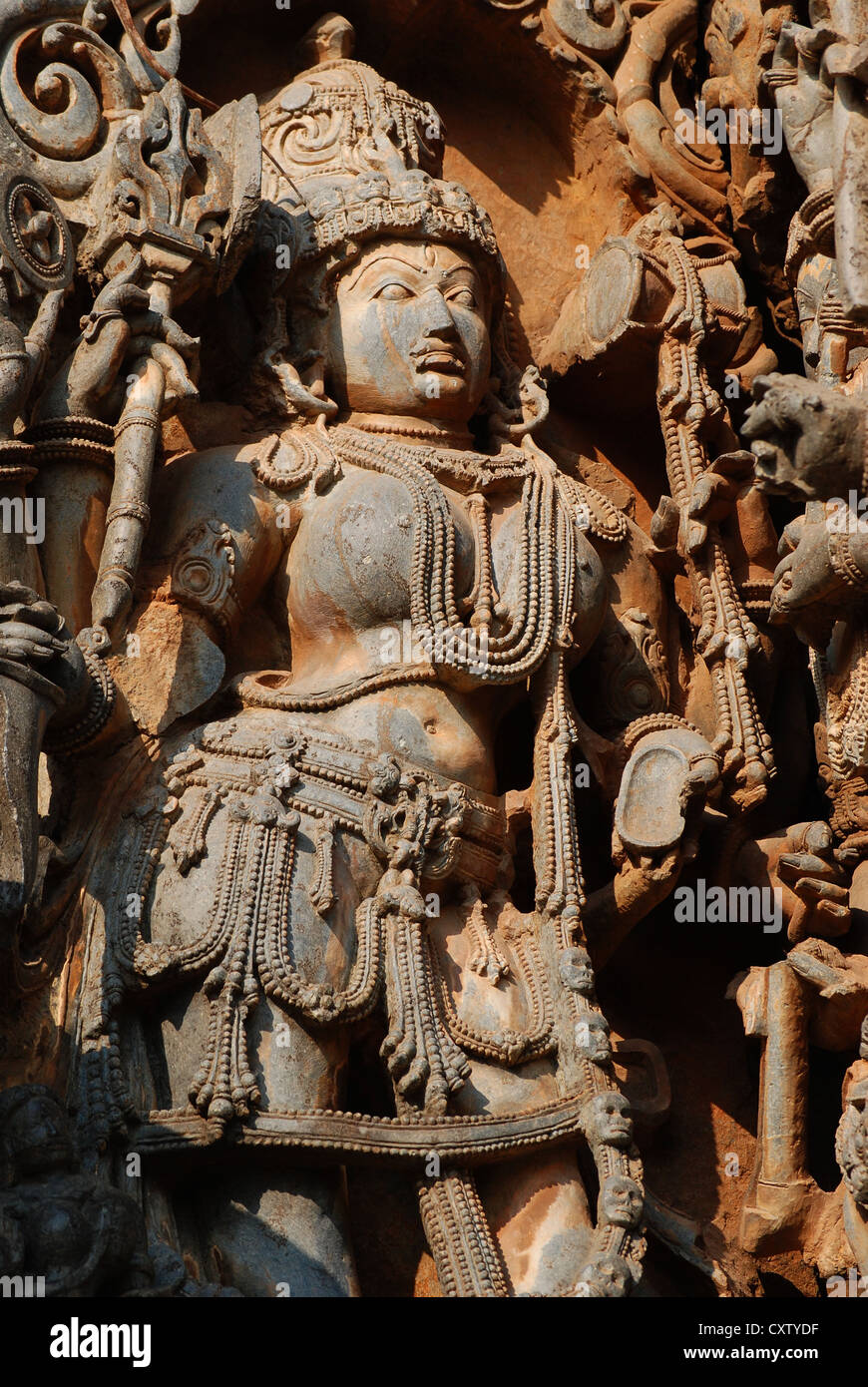 temple sculpture of devi, hindu godess,belur,karnataka,india Stock ...