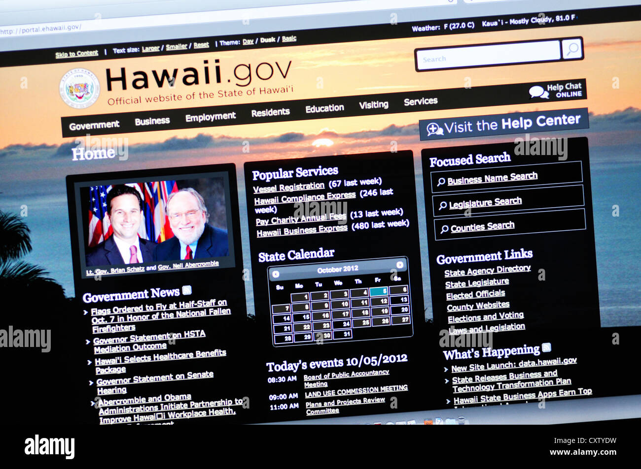 Hawaii state government website Stock Photo - Alamy