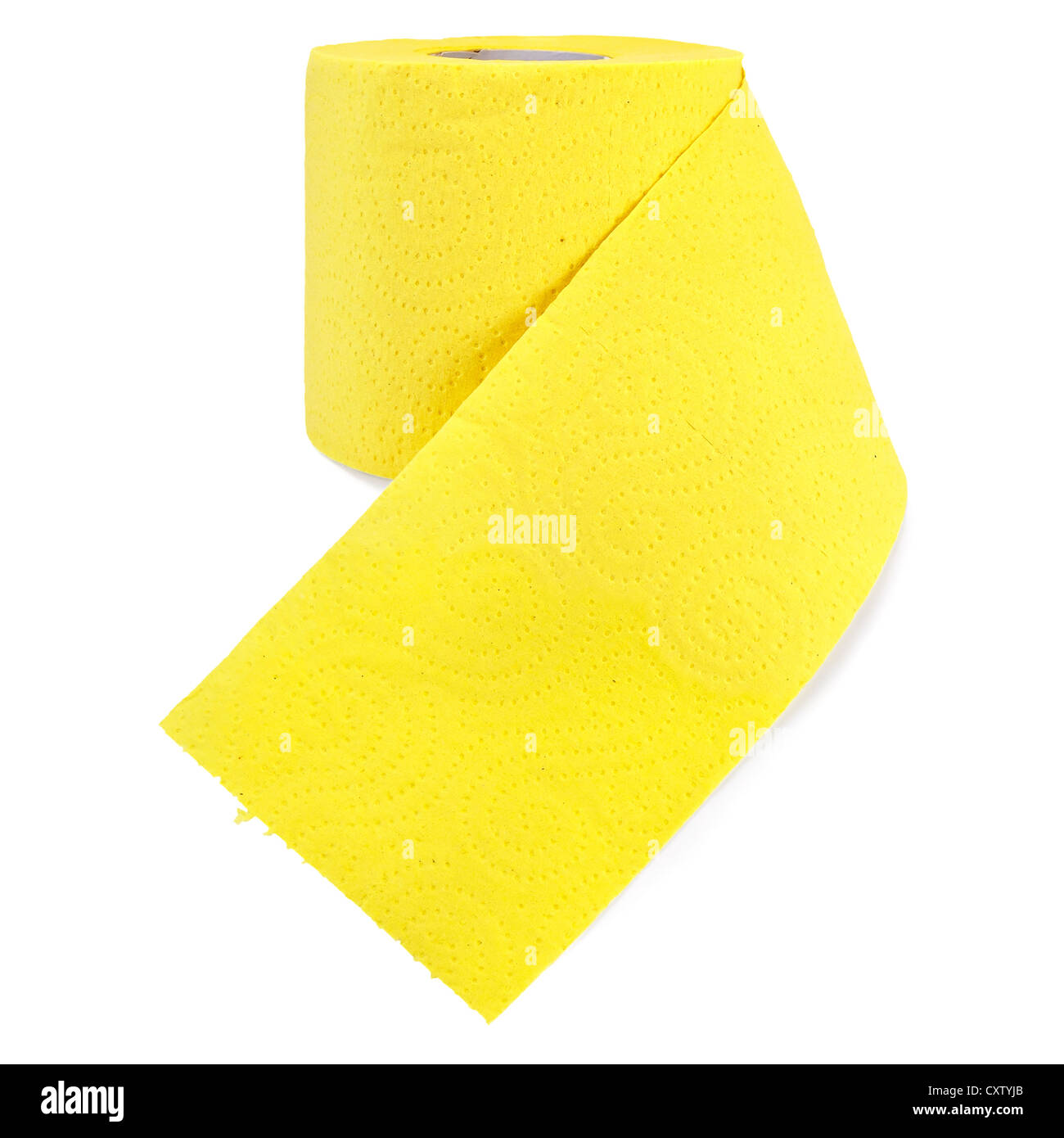 A roll of toilet paper yellow with perforation isolated on white ...