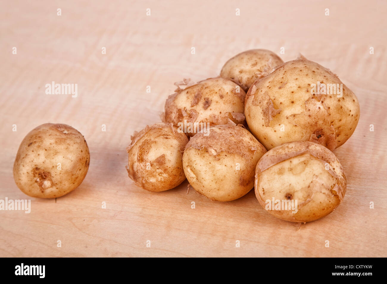 Freshly dug new Prince Edward Island potatoes of the variety 'Superior ...