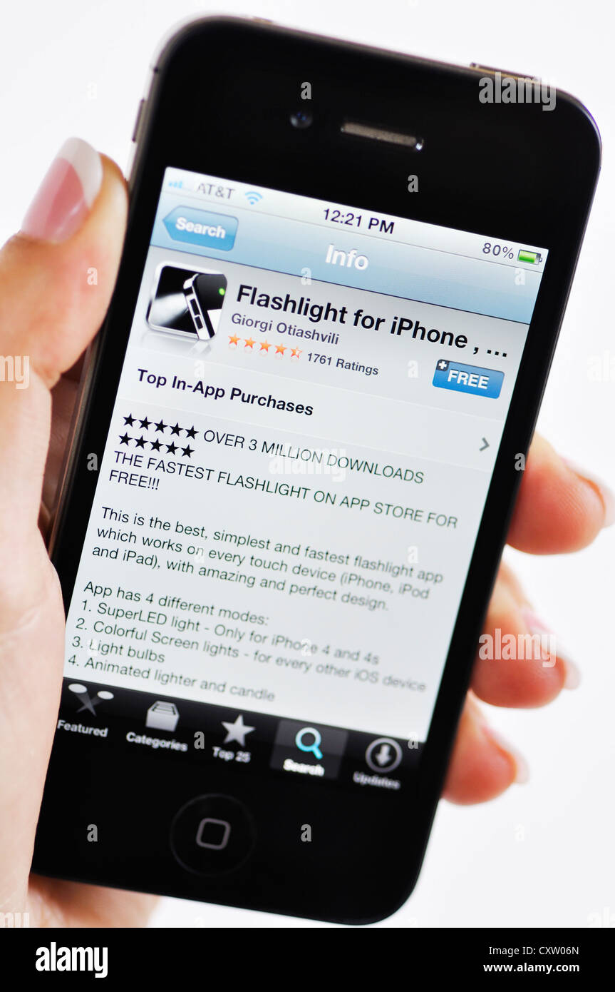 iPhone - Flashlight app Stock Photo - Alamy