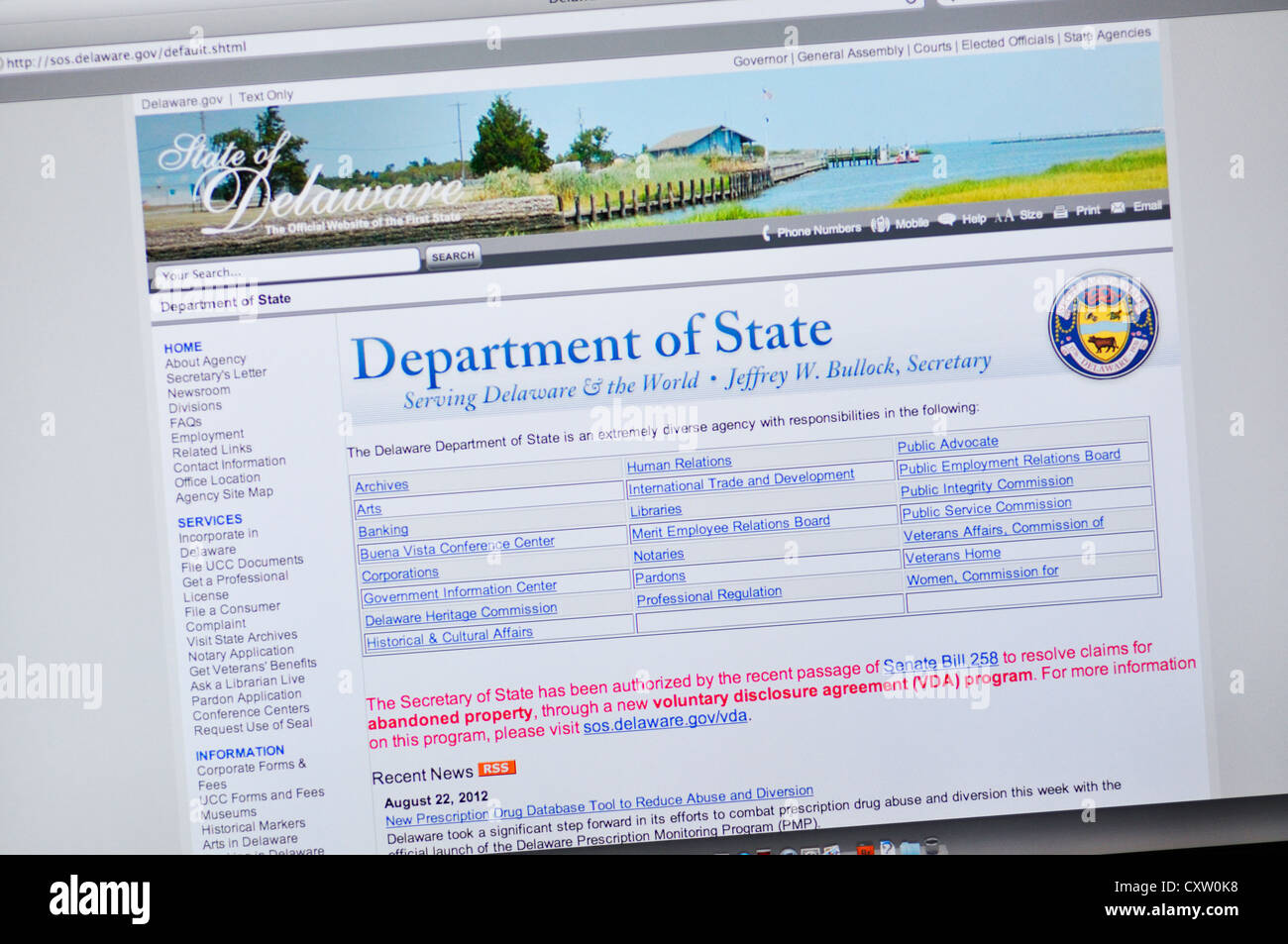 Delaware state government website Stock Photo - Alamy