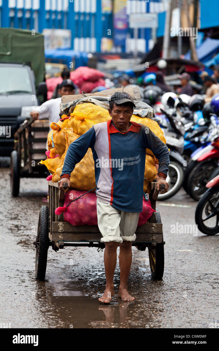 Man pulling a Cart in Banjarmasin, Indonesia Stock Photo - Alamy