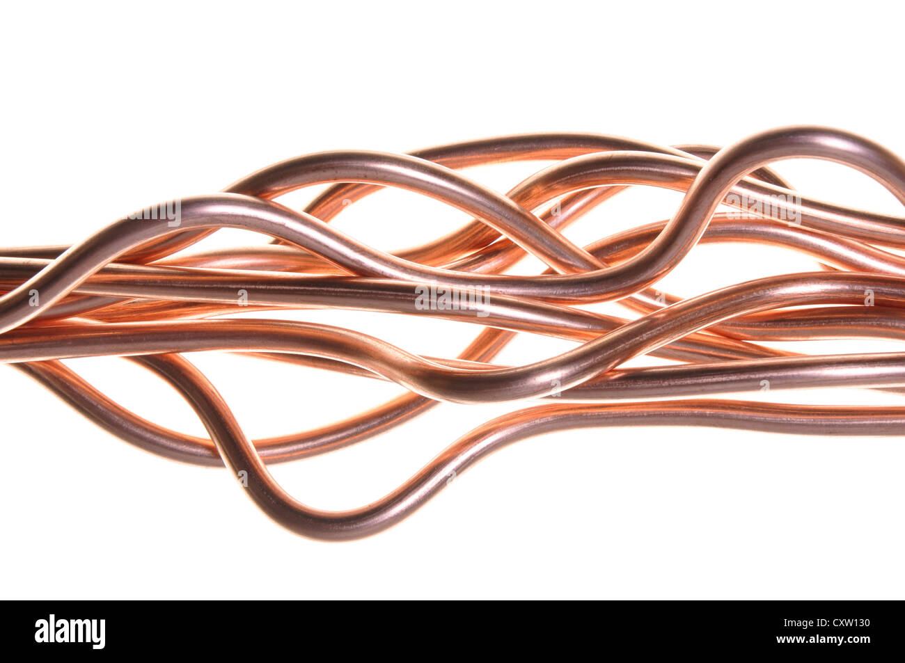 Copper wire wave isolated on white Stock Photo - Alamy