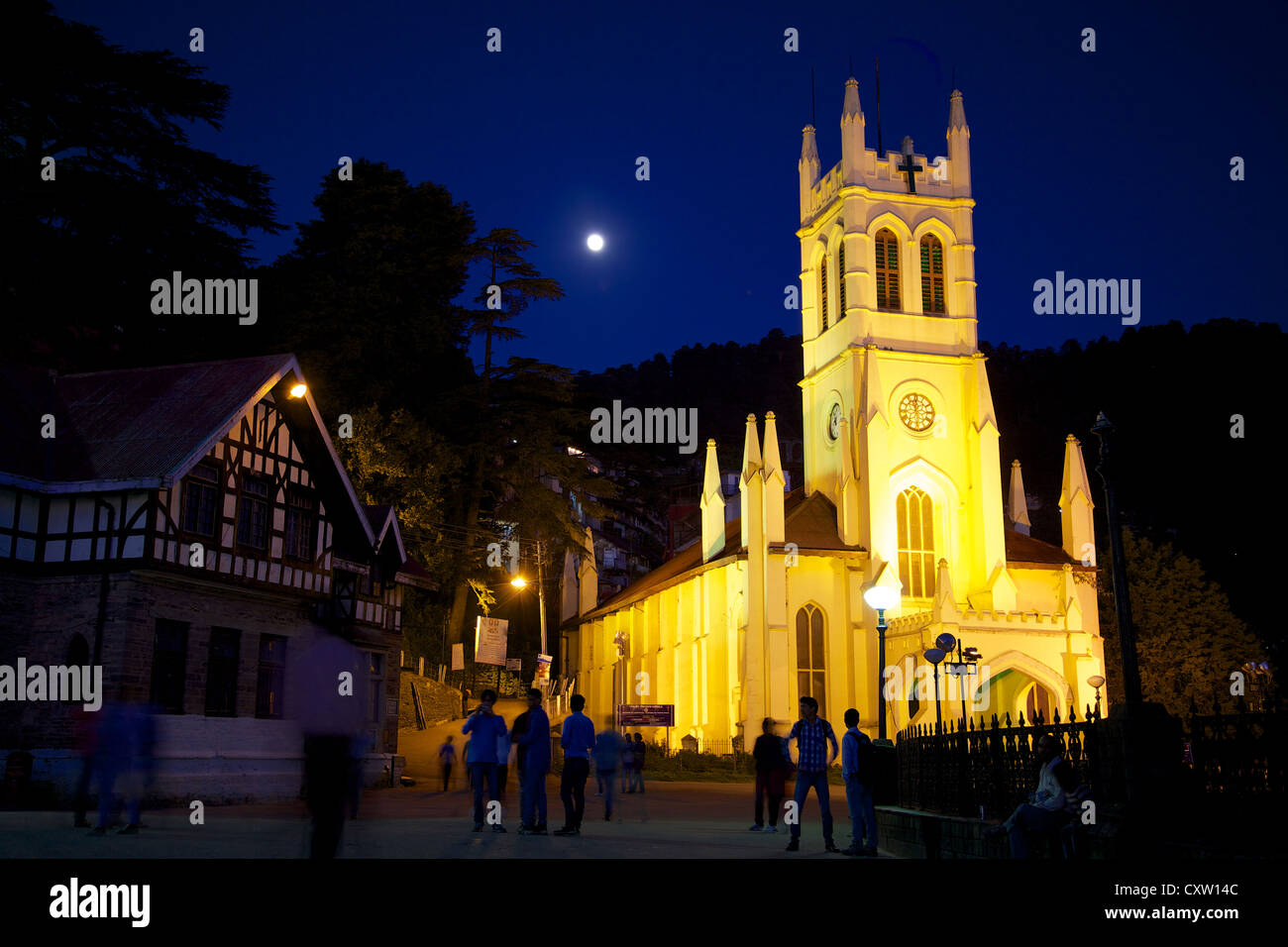 Night view of Christ Church in Shimla, India Stock Photo - Alamy