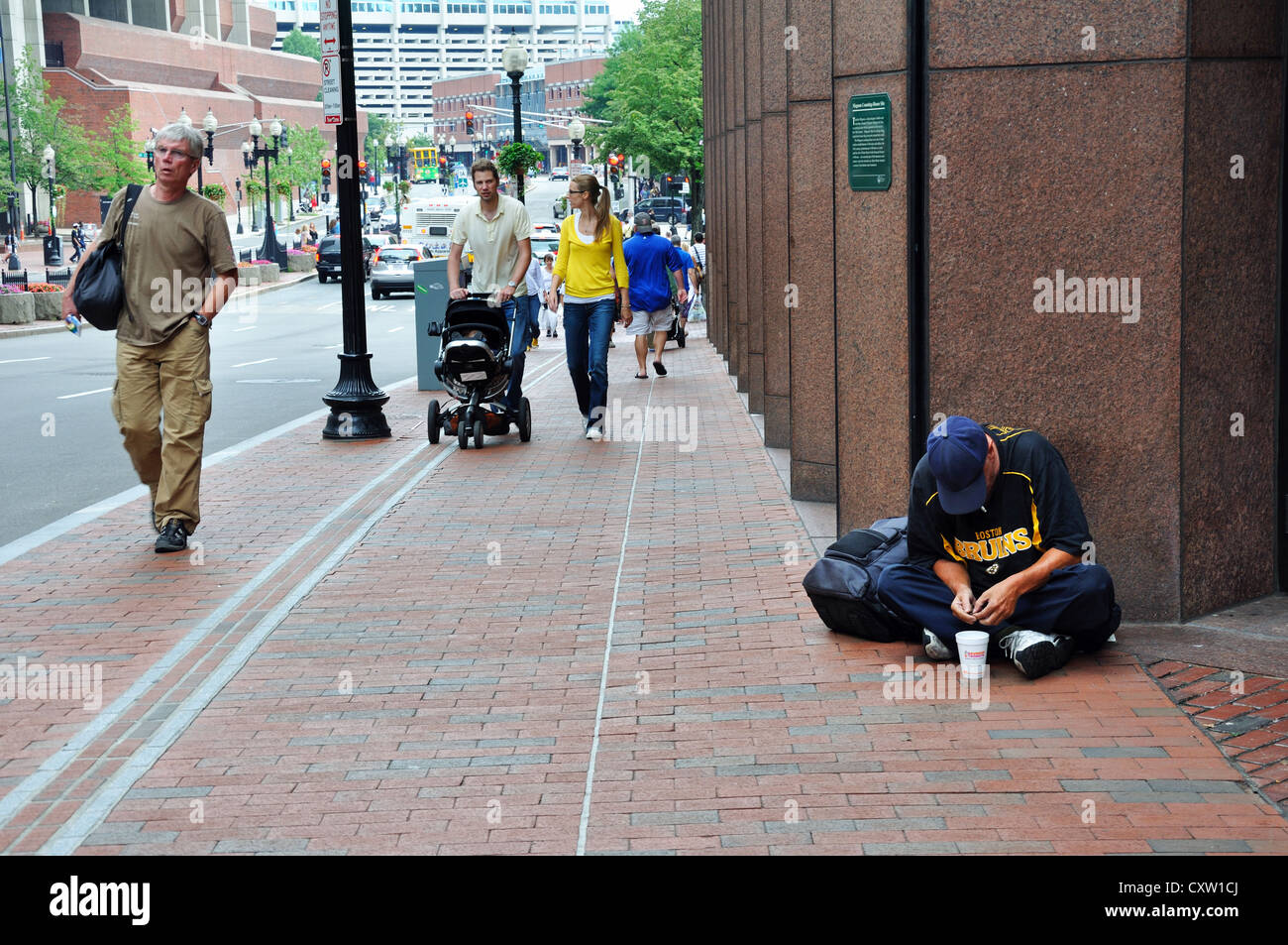 Homeless beggar in Boston, USA Stock Photo - Alamy