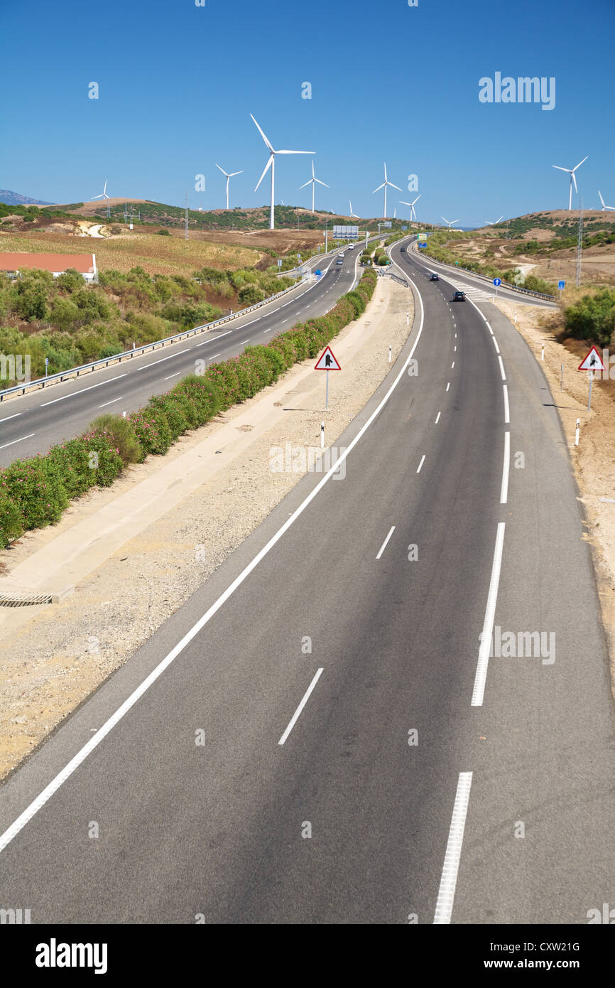 two lanes highway at Cadiz Andalusia in Spain Stock Photo - Alamy