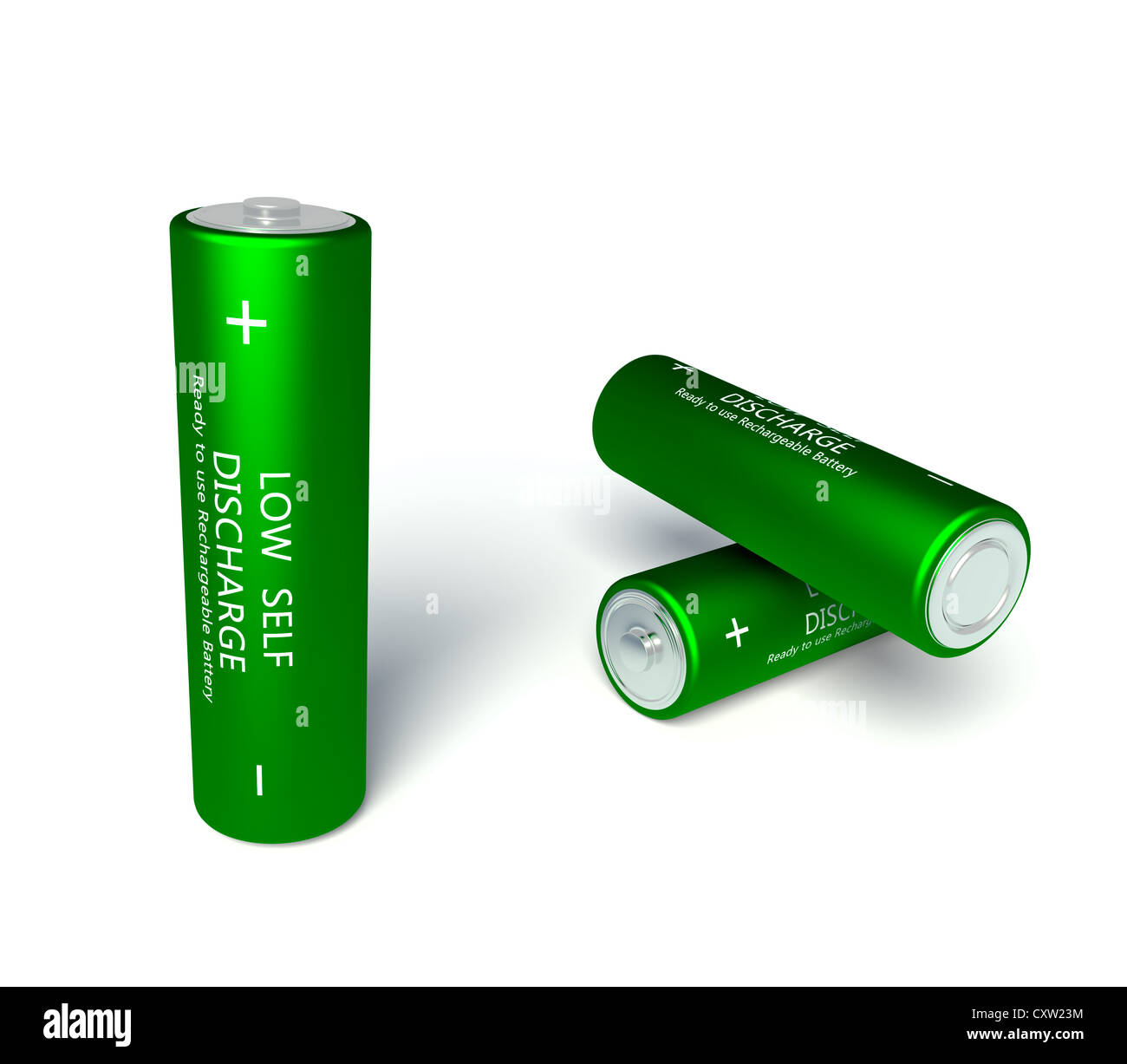 3d green rechargeable AA batteries Stock Photo - Alamy