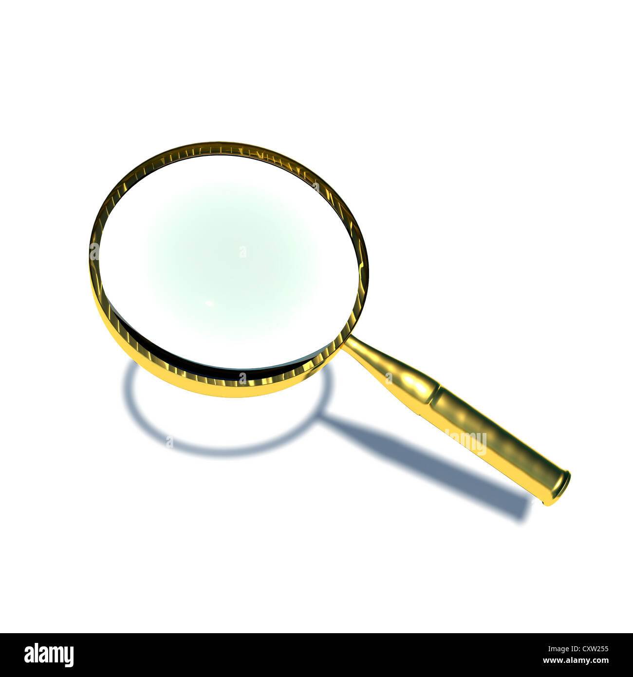 3d magnifying glass set in gold Stock Photo - Alamy