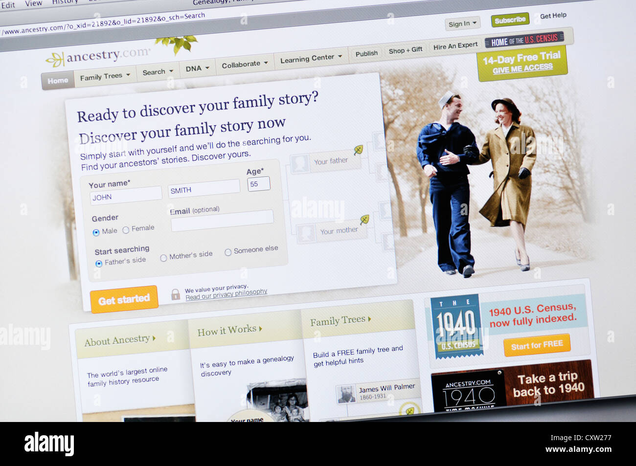 Family history search website hi-res stock photography and images - Alamy