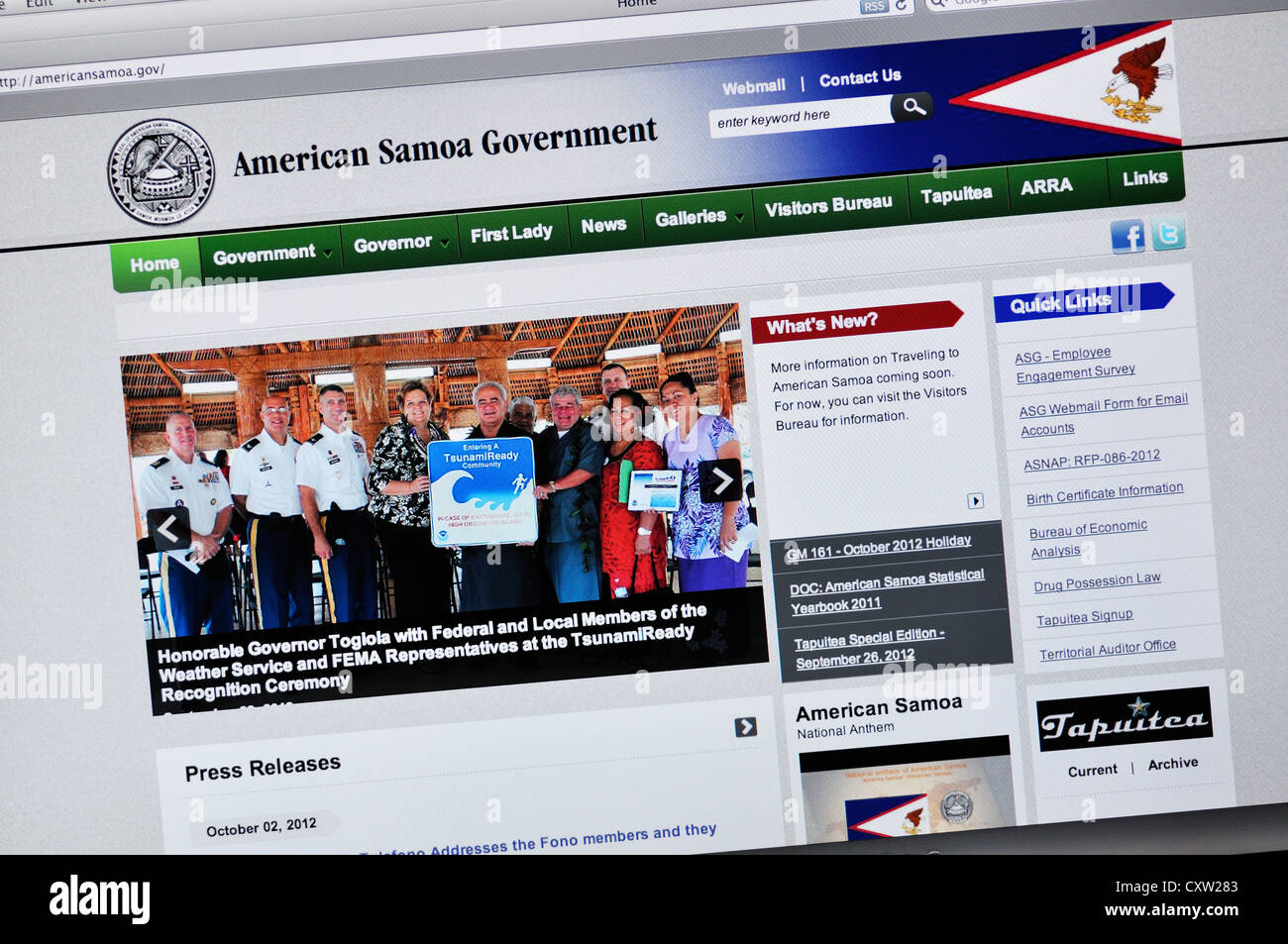American Samoa government website Stock Photo - Alamy