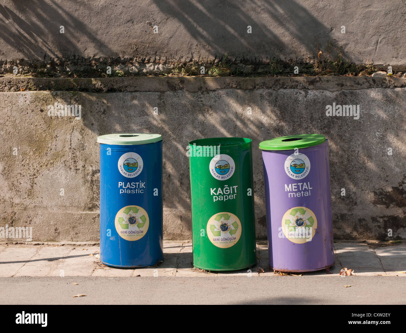 Containers for waste sorting and recycling in Buyukada Turkey ...