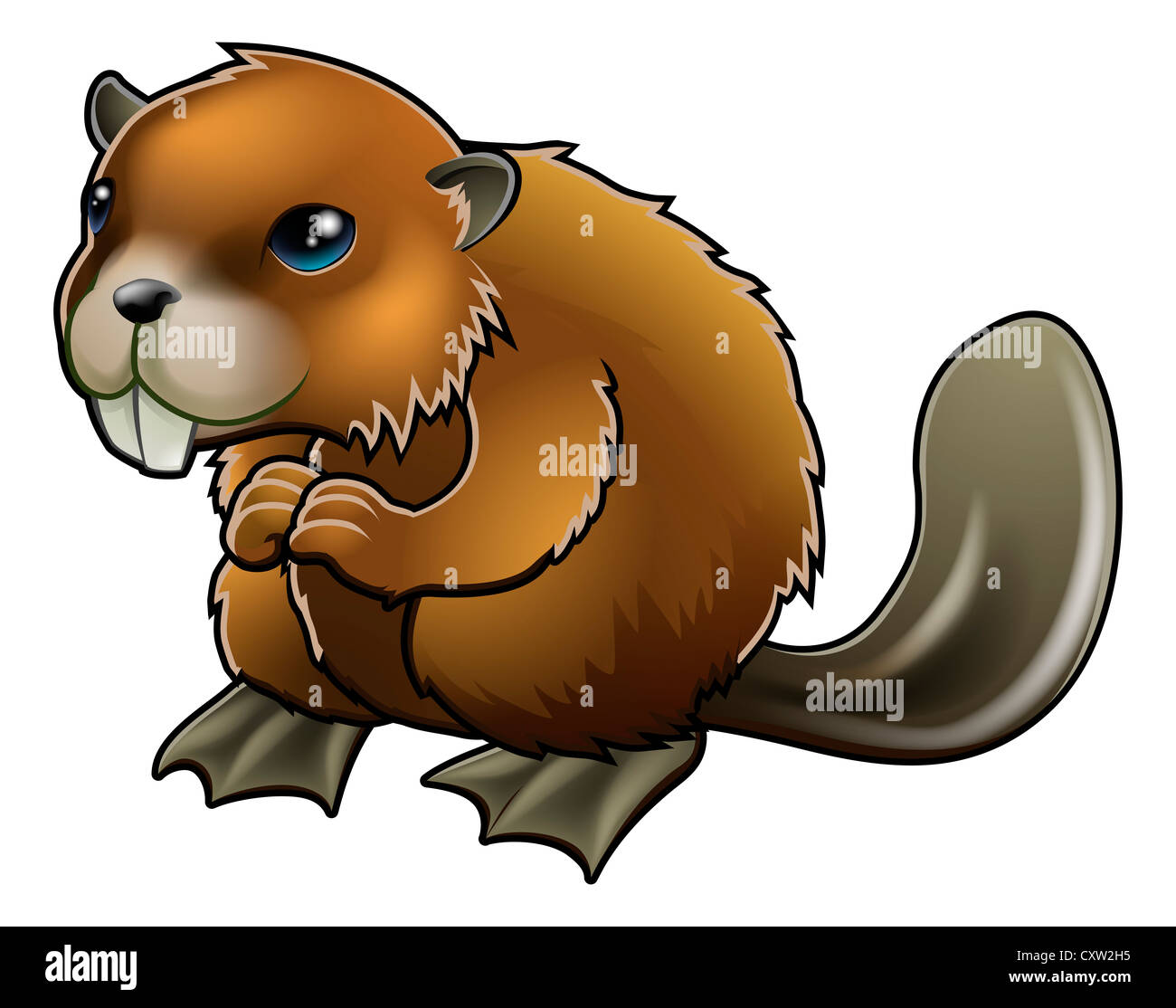 A cute cartoon brown beaver mascot character Stock Photo - Alamy