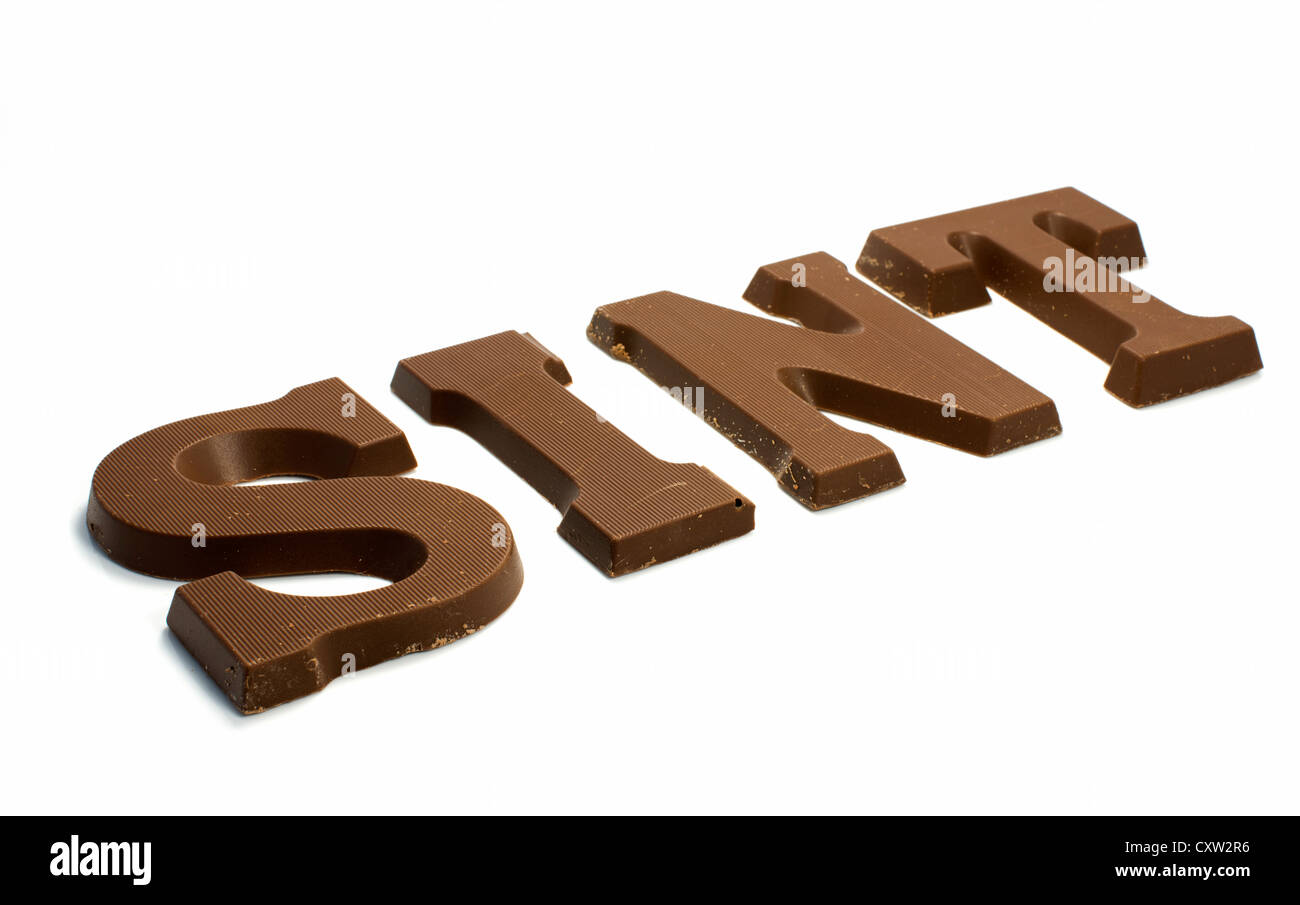 chocolate letters sint isolated on white Stock Photo - Alamy