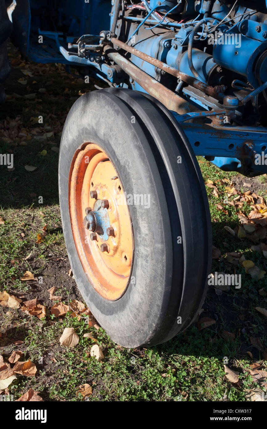 old tractor front tyre Stock Photo - Alamy