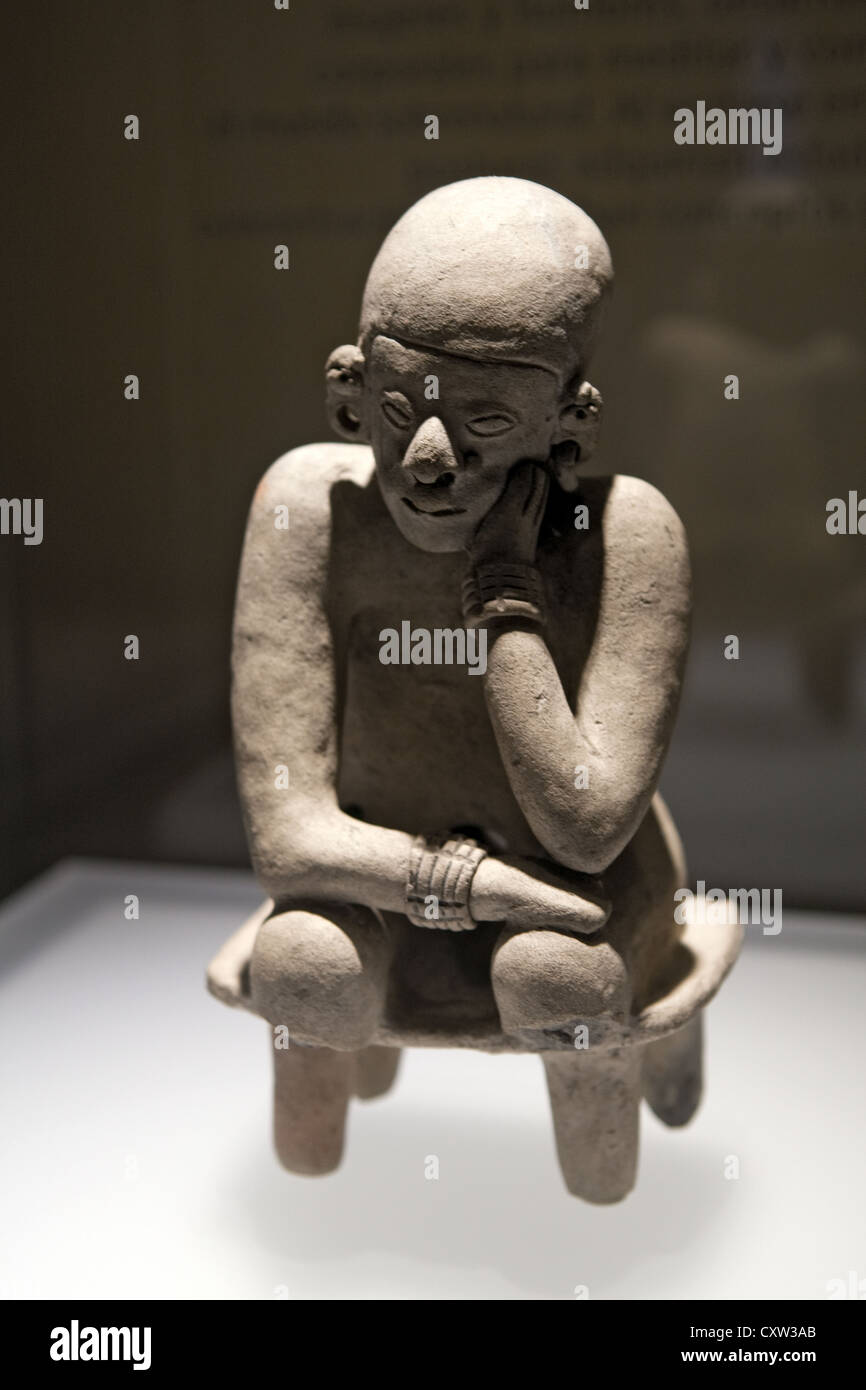Pottery ornament of a resting man, Gold museum, Bogota, Colombia Stock ...