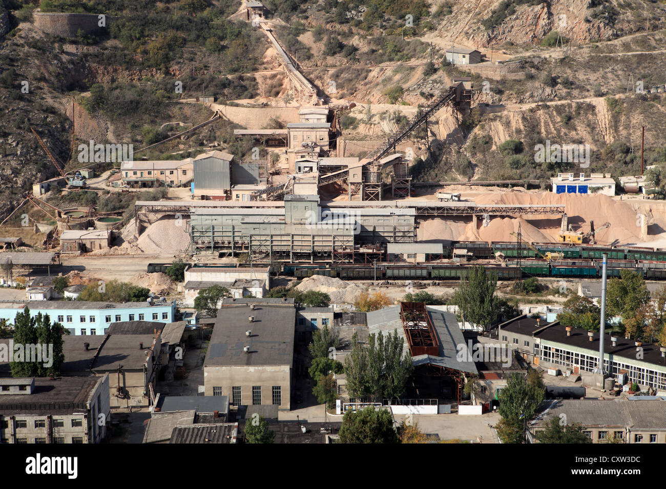Cement plant in the mountains. Balaklava, Crimea, Ukraine Stock Photo ...