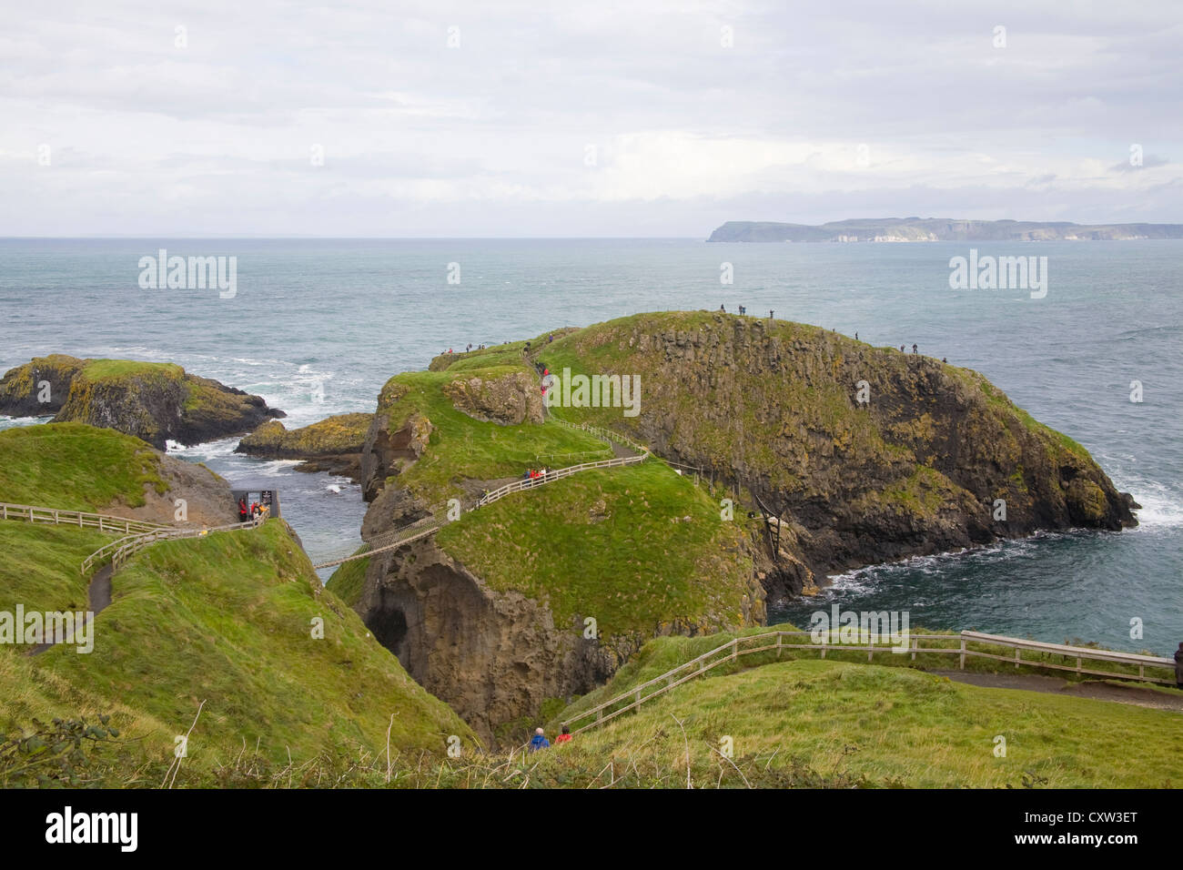 Ballintoy Co Antrim Northern Ireland Visitors on Carrick-a-Rede Island ...