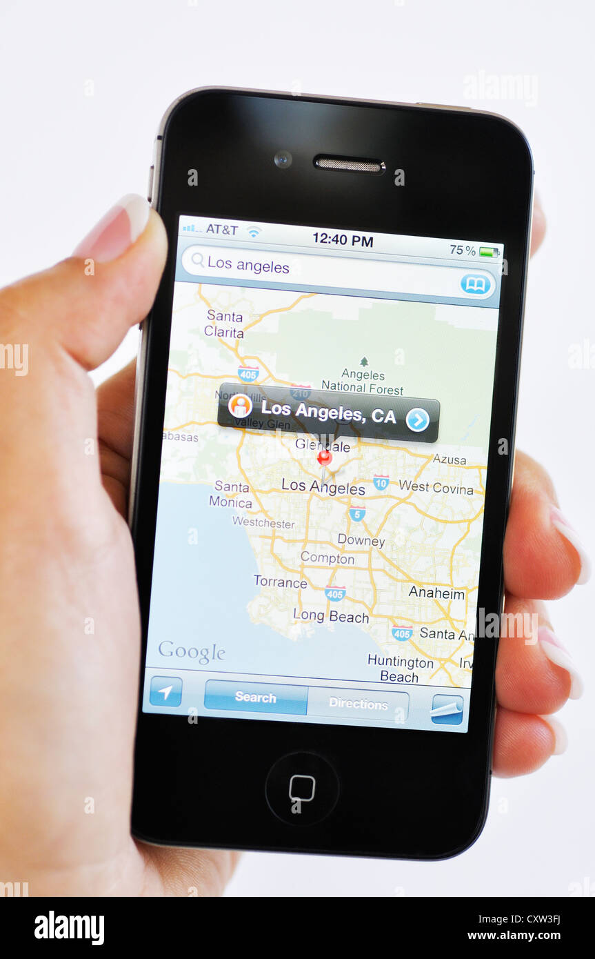 iPhone - map of Los Angeles Stock Photo - Alamy