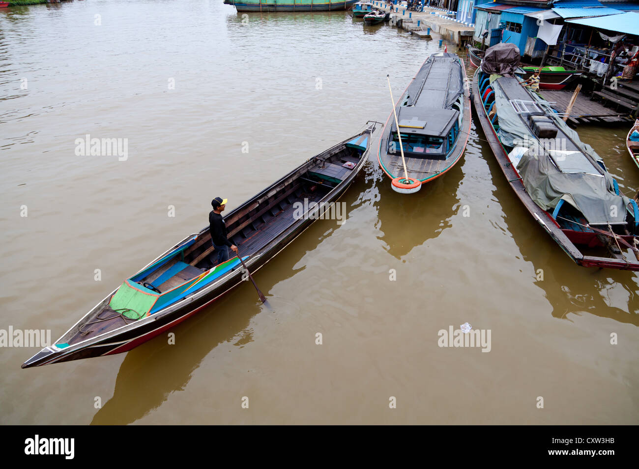 Typical River Boats in Banjarmasin, Indonesia Stock Photo - Alamy