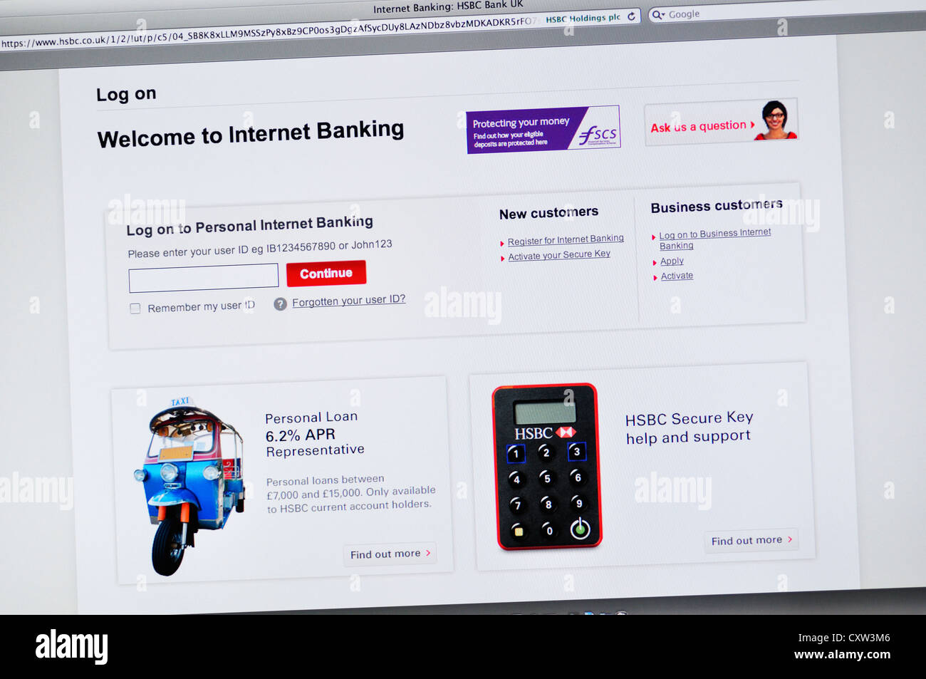 HSBC website - online banking Stock Photo - Alamy