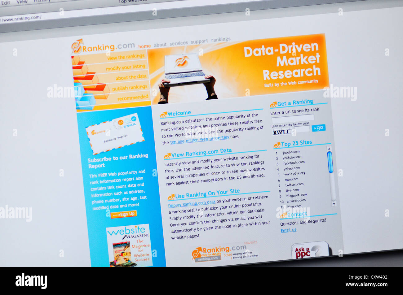 RANKING website - most popular websites list Stock Photo - Alamy